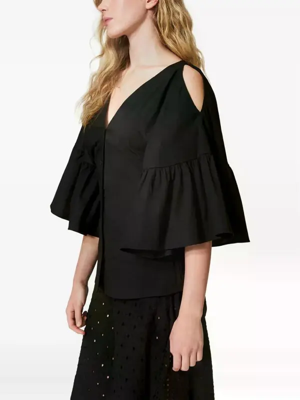 TWINSET Flounce-sleeve Poplin Shirt