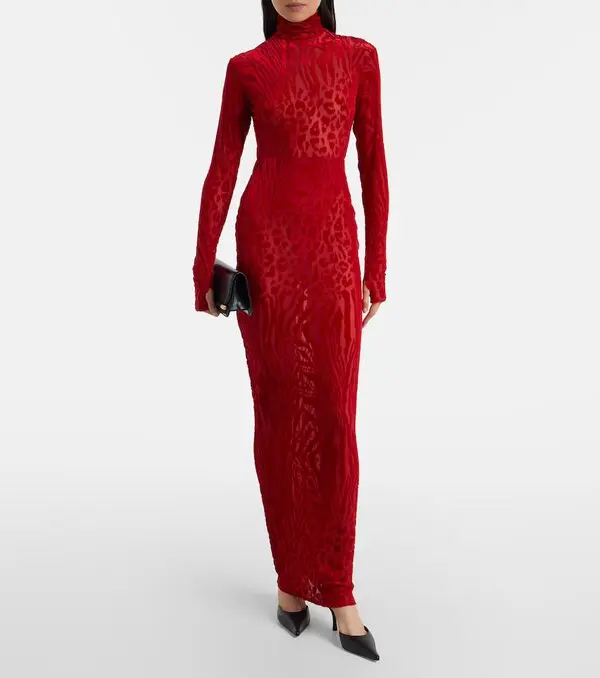 Alex Perry Printed Turtleneck Maxi Dress