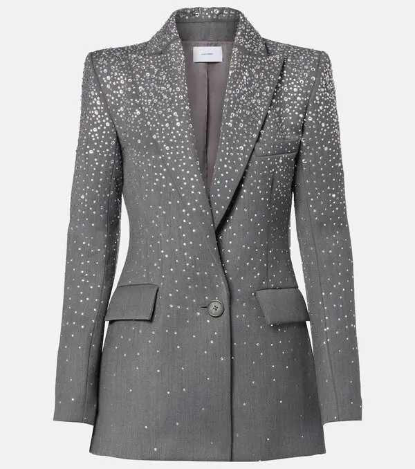 Alex Perry Crystal-embellished Blazer - Grey