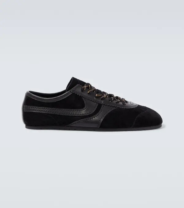 Dries Van Noten Leather-trimmed Suede Sneakers - Black
