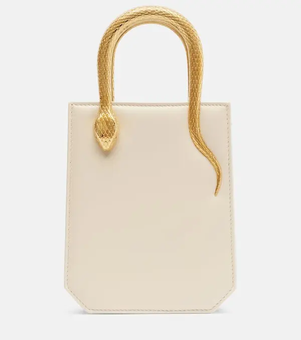 BVLGARI Serpentine Small Leather Top-handle Bag - White