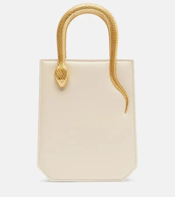 BVLGARI Serpentine Small Leather Top-handle Bag - White