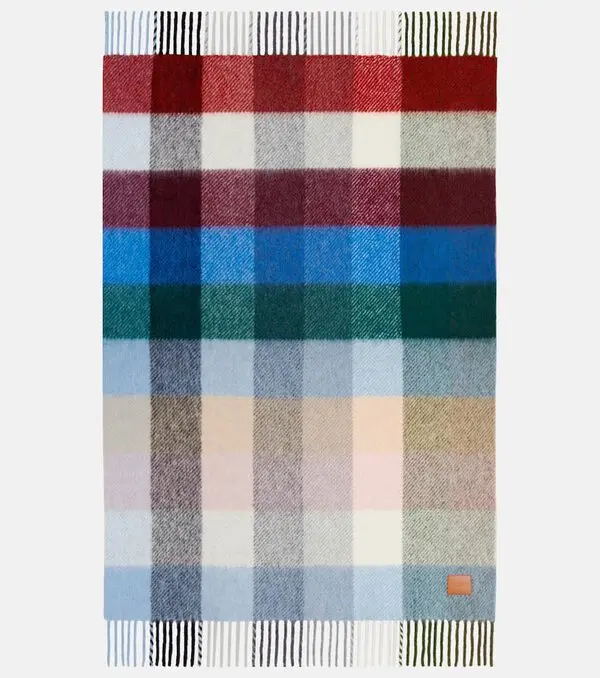 Loewe Checked Alpaca And Wool-blend Blanket - Multicoloured