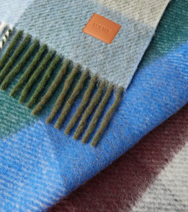 Loewe Checked Alpaca And Wool-blend Blanket