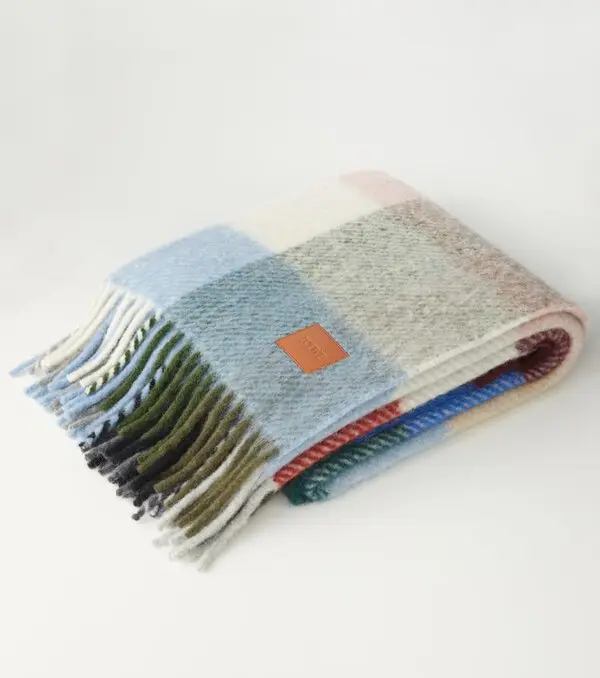 Loewe Checked Alpaca And Wool-blend Blanket