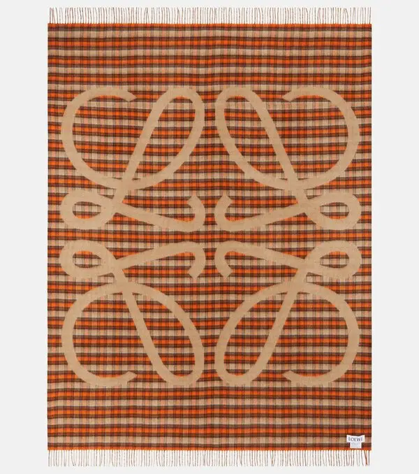Loewe Anagram Checked Wool And Cashmere Blanket