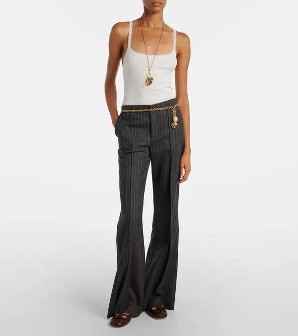 Chloé Pinstriped Virgin Wool Wide-leg Trousers