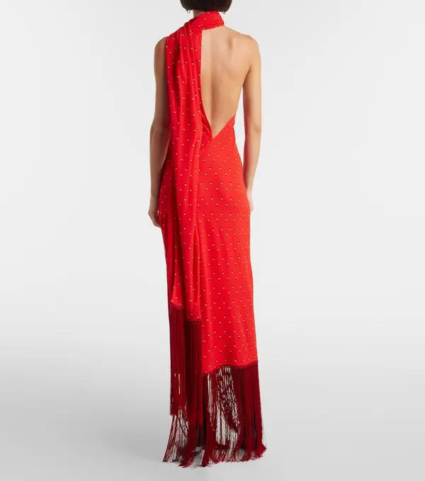 Acne Studios Scarf-detail Fringed Maxi Dress