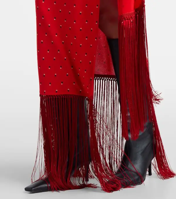 Acne Studios Scarf-detail Fringed Maxi Dress
