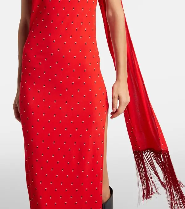 Acne Studios Scarf-detail Fringed Maxi Dress