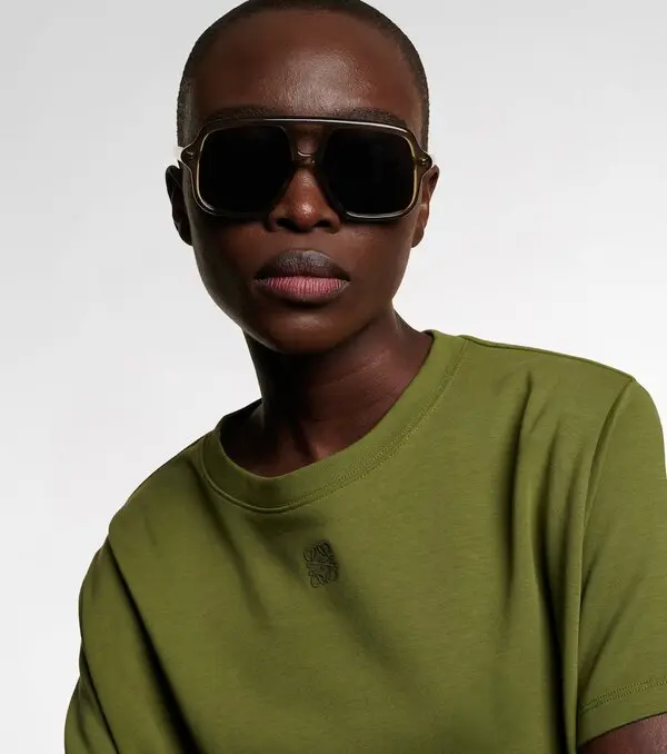 Loewe Logo Aviator Sunglasses - Green