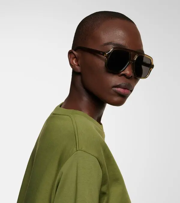 Loewe Logo Aviator Sunglasses - Green