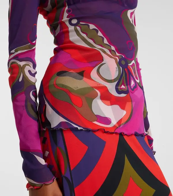 Emilio Pucci Orchidee Tulle Top - Multicoloured