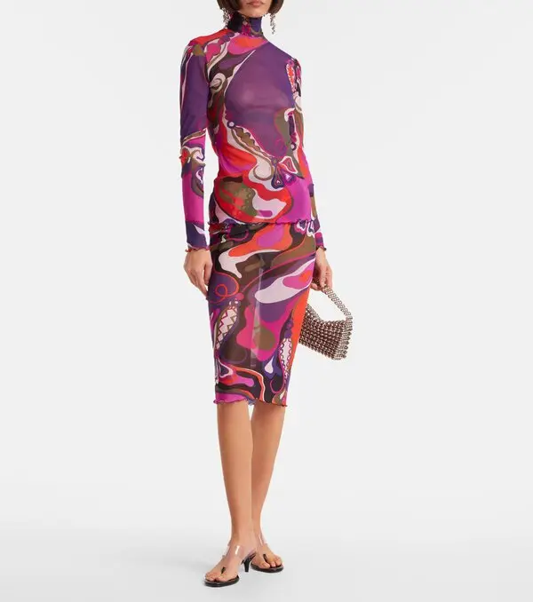 Emilio Pucci Orchidee Tulle Top - Multicoloured
