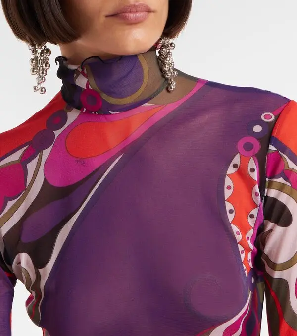 Emilio Pucci Orchidee Tulle Top - Multicoloured