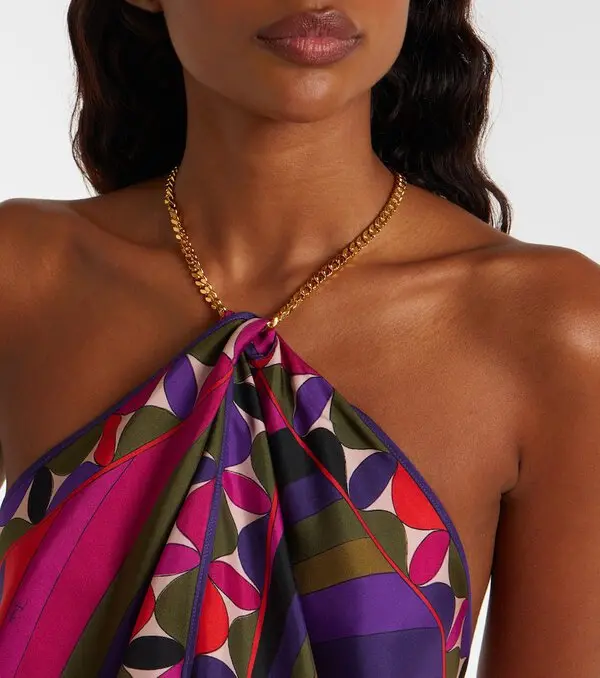 Emilio Pucci Iride Embellished Silk Twill Top