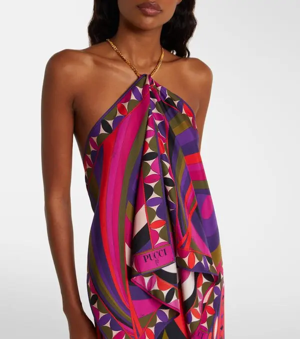 Emilio Pucci Iride Embellished Silk Twill Top