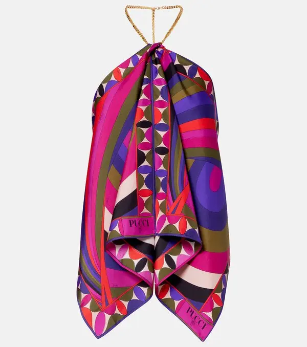 Emilio Pucci Iride Embellished Silk Twill Top - Multicoloured