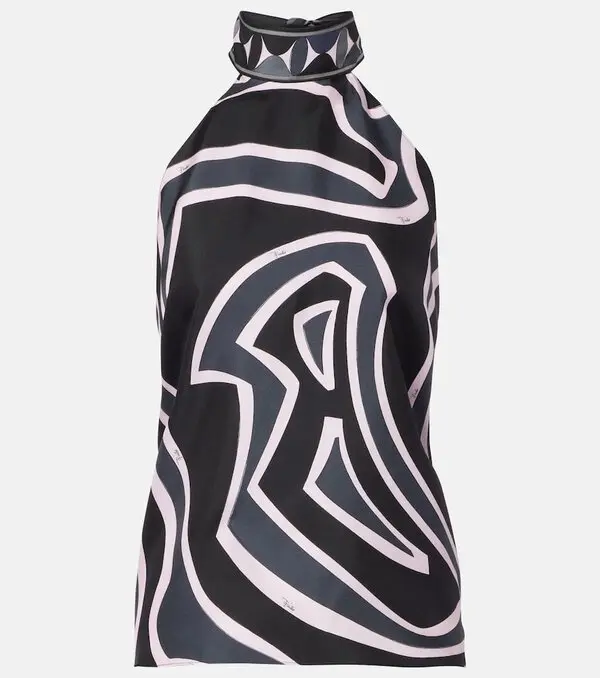 Emilio Pucci Iride Halterneck Silk Twill Top - Pink
