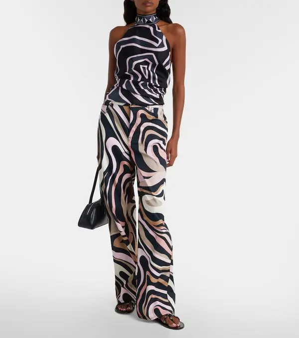 Emilio Pucci Iride Halterneck Silk Twill Top - Pink