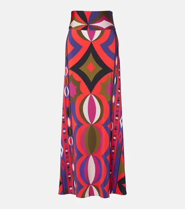 Emilio Pucci Printed Jersey Satin Maxi Skirt