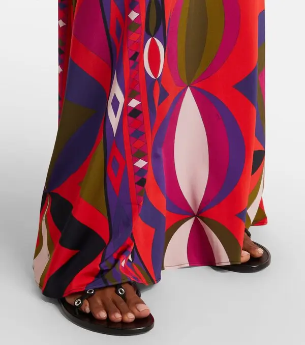 Emilio Pucci Printed Jersey Satin Maxi Skirt