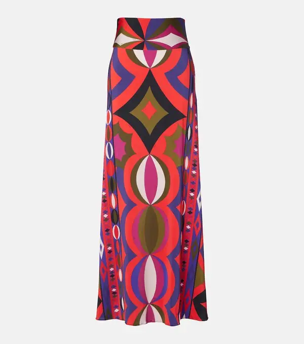 Emilio Pucci Printed Jersey Satin Maxi Skirt - Multicoloured