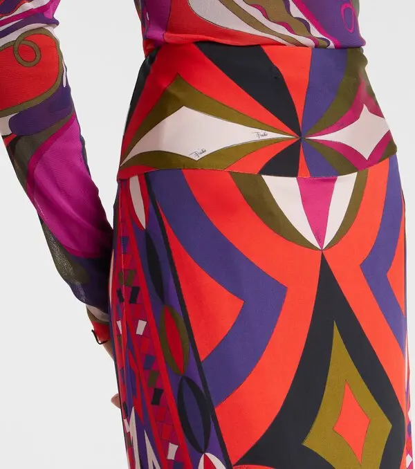 Emilio Pucci Printed Jersey Satin Maxi Skirt - Multicoloured