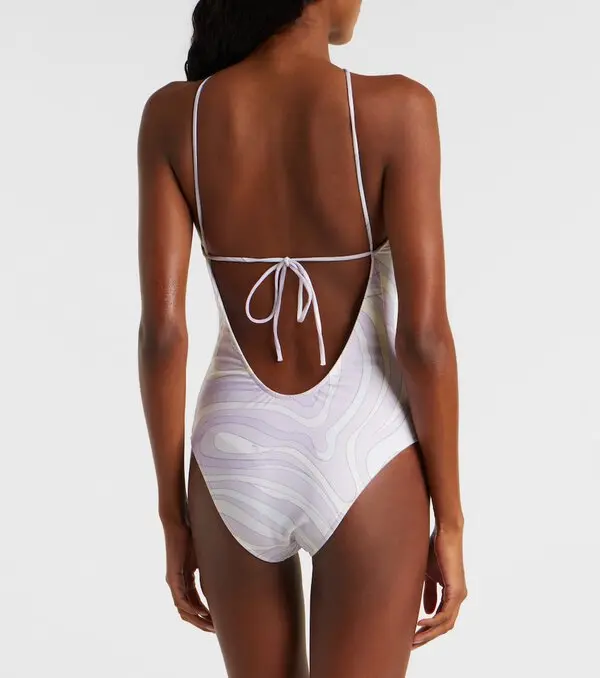 Emilio Pucci Marmo Halterneck Swimsuit - Purple