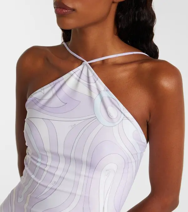 Emilio Pucci Marmo Halterneck Swimsuit - Purple