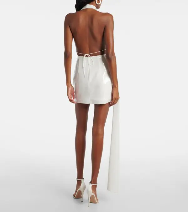 Alex Perry Bridal Sequined Open-back Mini Dress - White