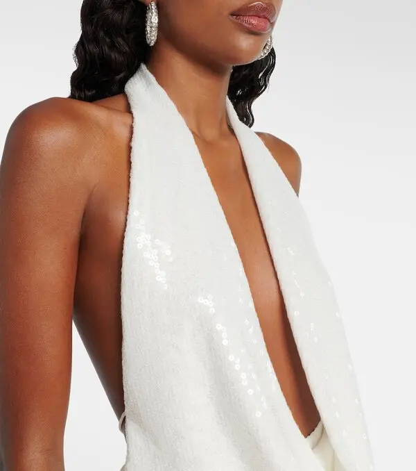 Alex Perry Bridal Sequined Open-back Mini Dress - White