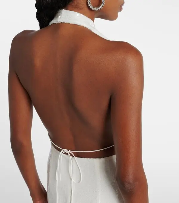 Alex Perry Bridal Sequined Open-back Mini Dress - White