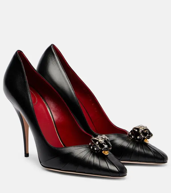 Valentino Garavani Pas De Chat 105 Leather Pumps - Black