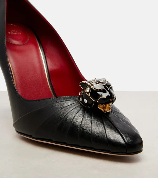 Valentino Garavani Pas De Chat 105 Leather Pumps - Black