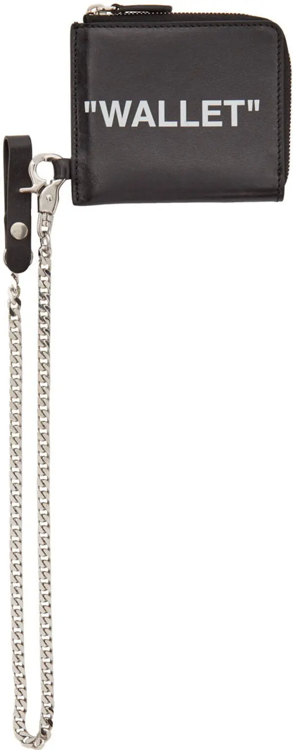 Off-White Quote Chain Wallet Wallet - Black White