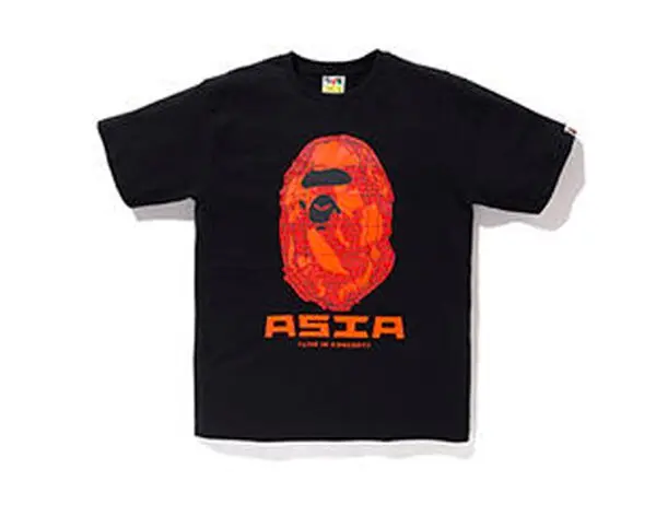 A BATHING APE X Xo Asia Staff Busy Works Tee Shirt - Black/orange