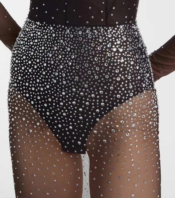 Alex Perry Crystal-embellished Mesh Maxi Dress