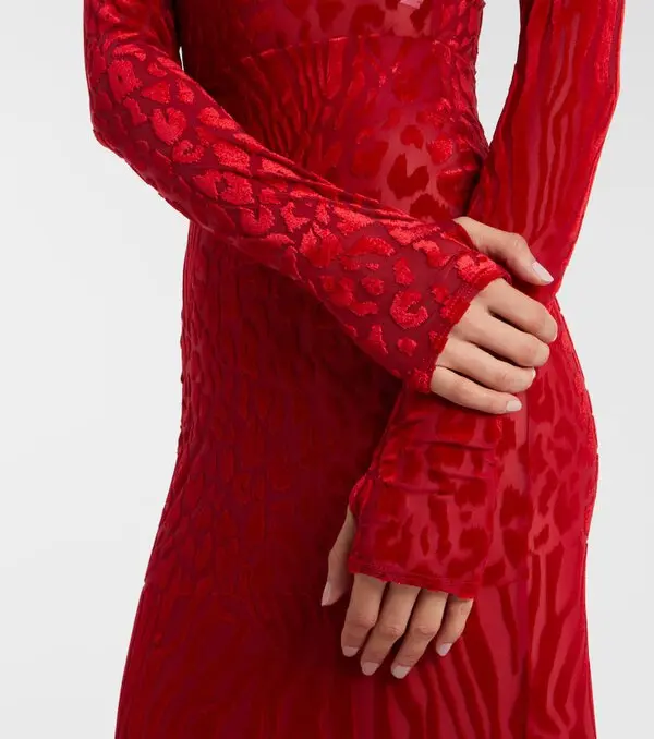 Alex Perry Printed Turtleneck Maxi Dress