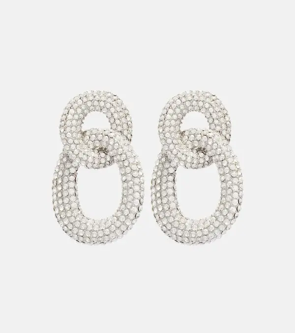 SELF-PORTRAIT Crystal-embellished Drop Earrings - Silver