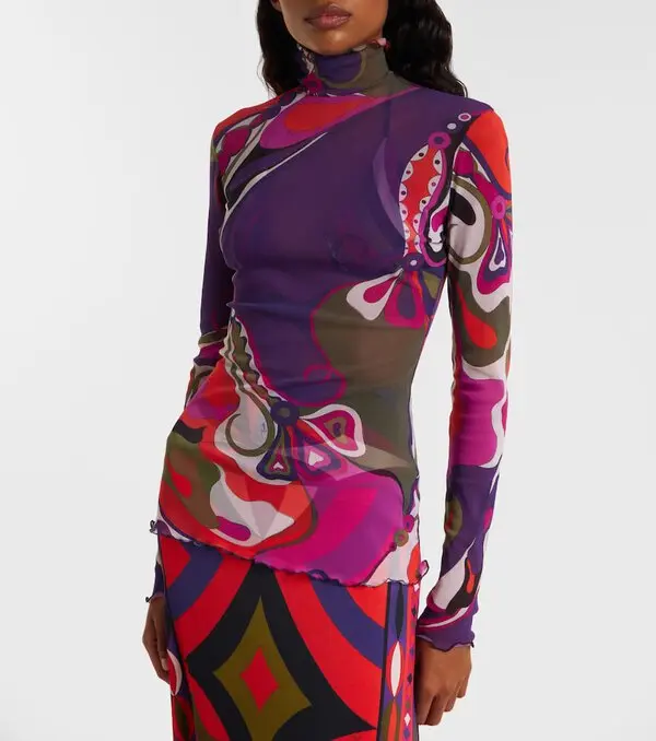 Emilio Pucci Orchidee Tulle Top