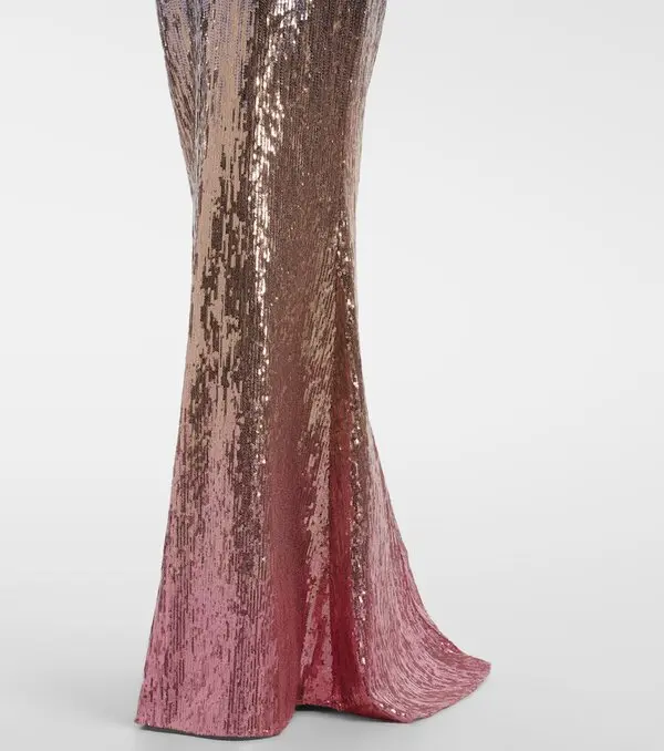 Elie Saab Ombre Sequined Belted Gown