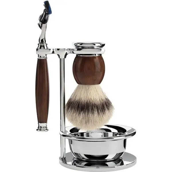 MUHLE Sophist 4-piece Silvertip Fiber & Fusion Razor Shaving Set - Ironwood