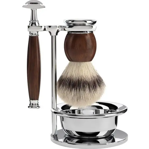 MUHLE Sophist 4-piece Silvertip Fiber & Safety Razor Shaving Set - Ironwood