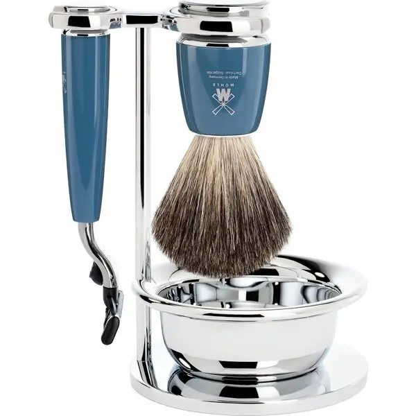 MUHLE Rytmo 4 Pc. Pure Badger / Mach3 Shaving Set - Petrol Blue
