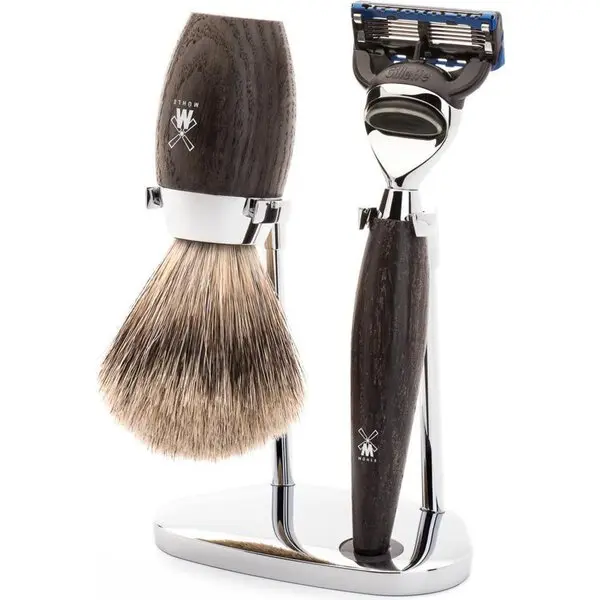 MUHLE Kosmo 3-piece Fine Badger & Fusion Shaving Set - Bog Oak