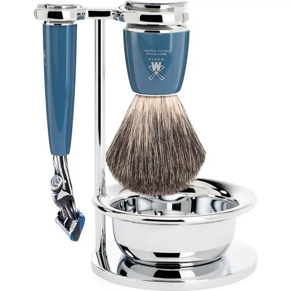 MUHLE Rytmo 4 Pc. Pure Badger / Fusion Shaving Set - Petrol Blue