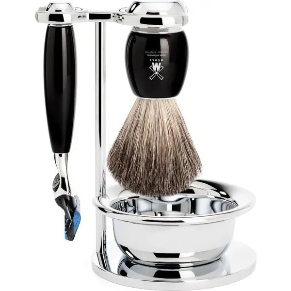 MUHLE Vivo Resin 4-piece Pure Badger & Fusion Shaving Set - Black