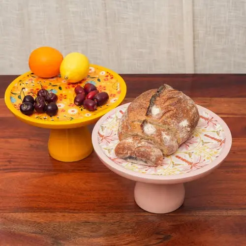 MELA ARTISANS Bloom Inlay Yellow Cake Stand