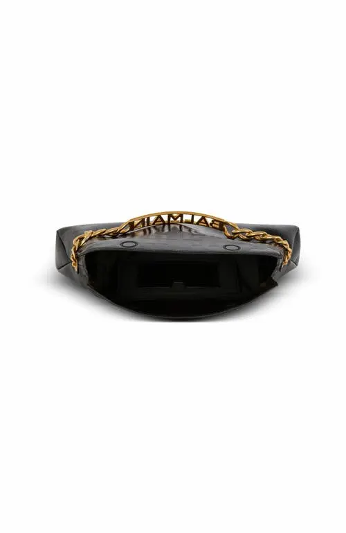 Balmain 1945 Soft Clutch In Crinkled Calfskin Leather